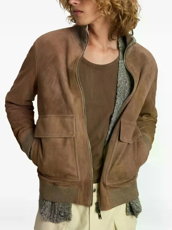 Woolrich Ribbed-cuff Suede Bomber