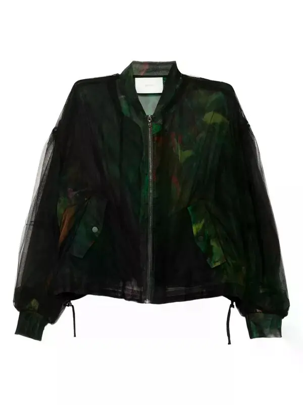 QUETSCHE Floral-print Tulle Bomber Jacket