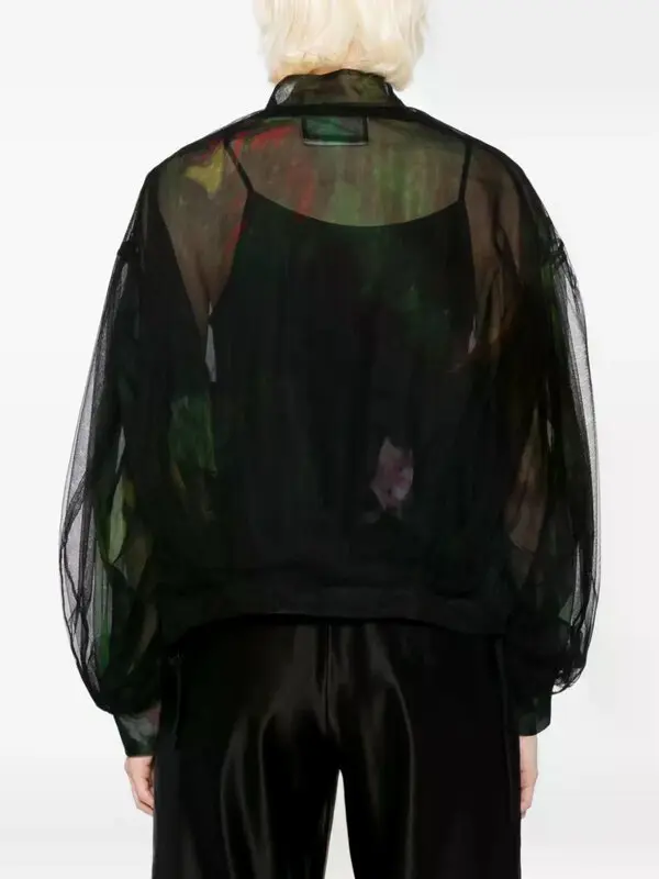 QUETSCHE Floral-print Tulle Bomber Jacket
