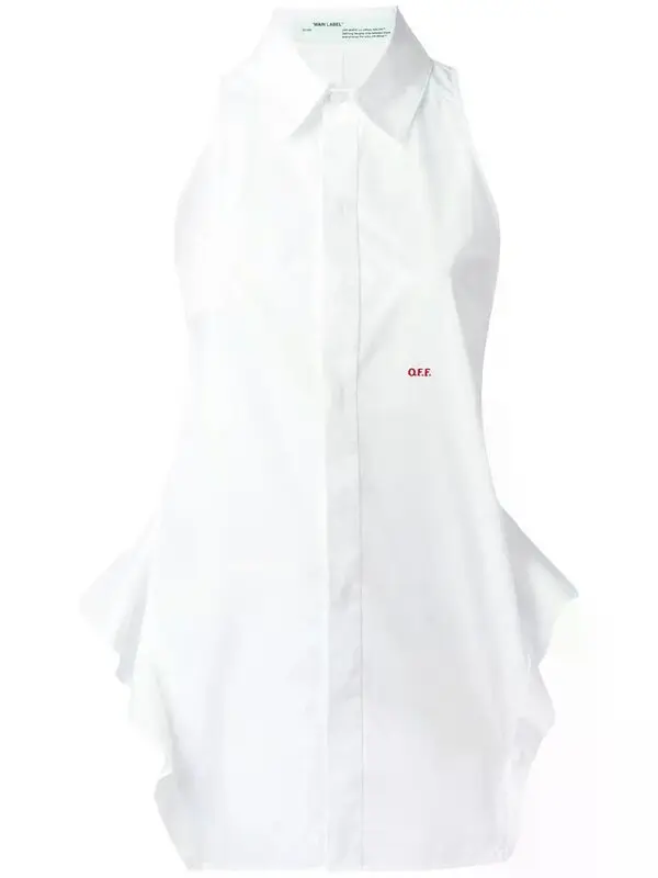 Off-White Ruffled Trim Sleeveless Shirt