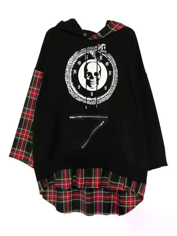 KIDILL Skull-print Paneled Hoodie