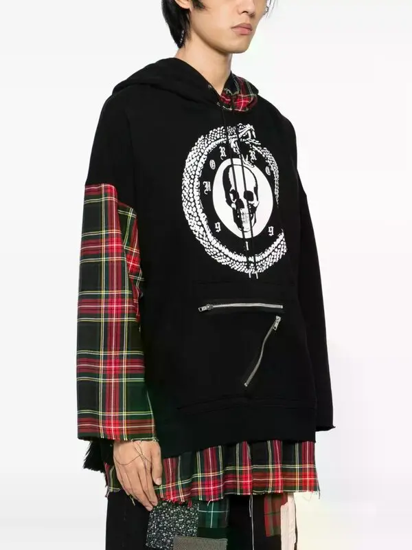 KIDILL Skull-print Paneled Hoodie