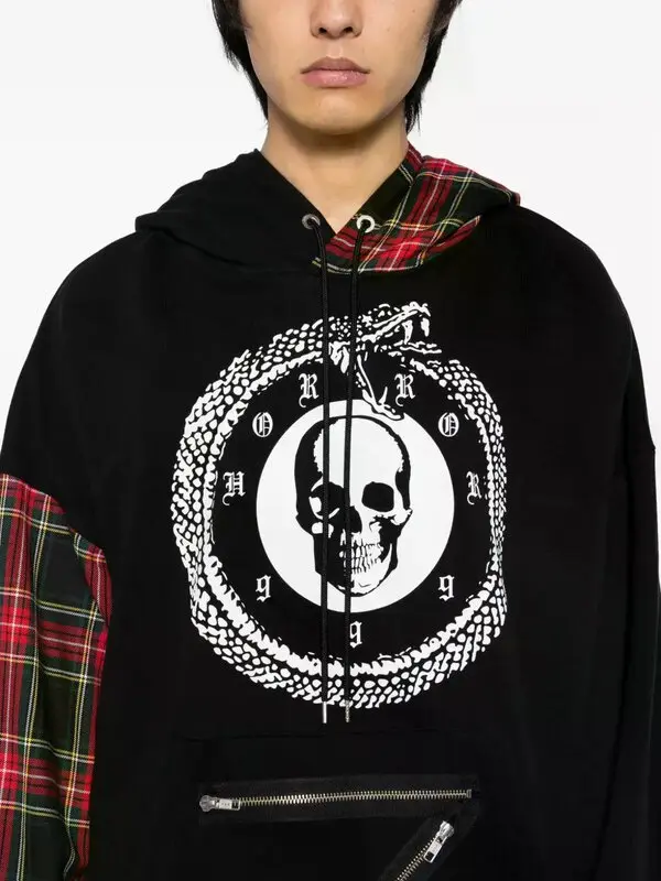 KIDILL Skull-print Paneled Hoodie