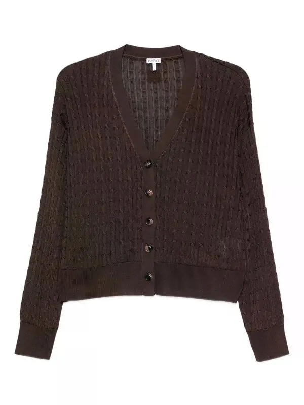 Loewe Cable-knit Button Cardigan - Brown