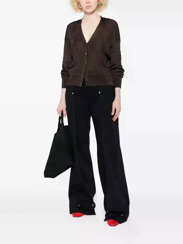 Loewe Cable-knit Button Cardigan - Brown