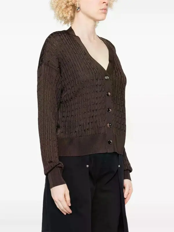 Loewe Cable-knit Button Cardigan - Brown