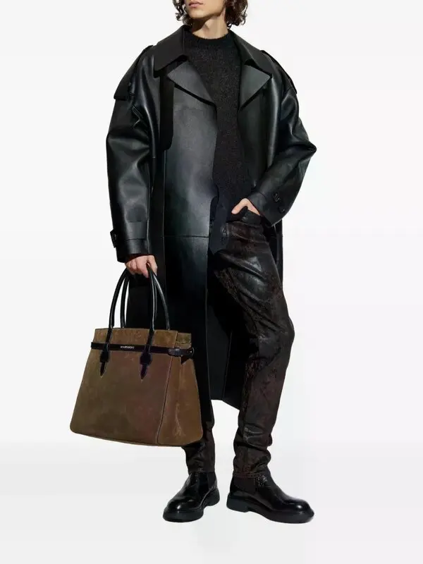 Dsquared2 Leather Belted Trench Coat In Black - 20% Off | Editorialist