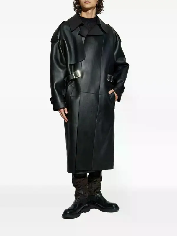 Dsquared2 Leather Belted Trench Coat In Black - 20% Off | Editorialist