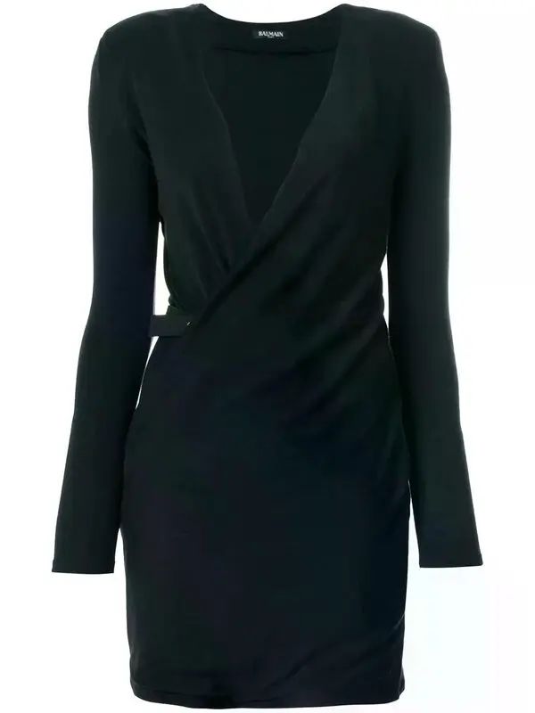 Balmain V-neck Crossover Dress