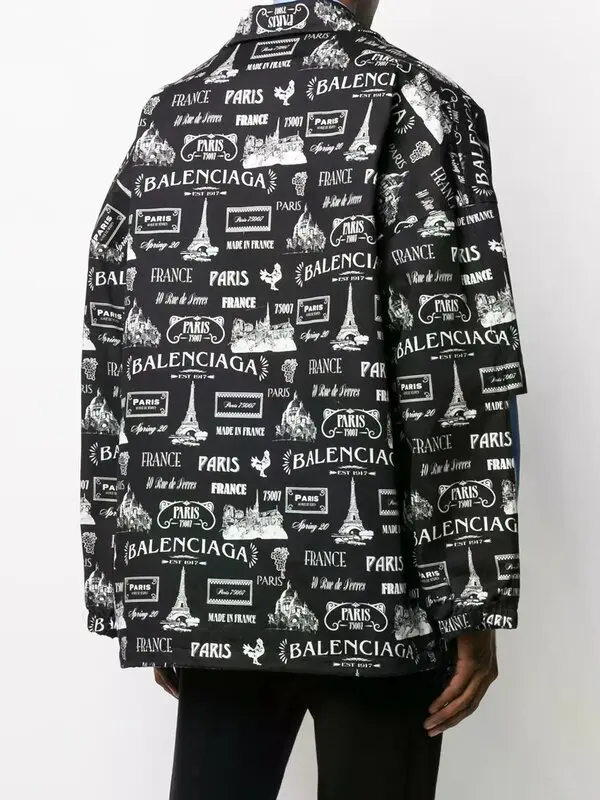 Balenciaga Paris-print Layered-sleeve Jacket