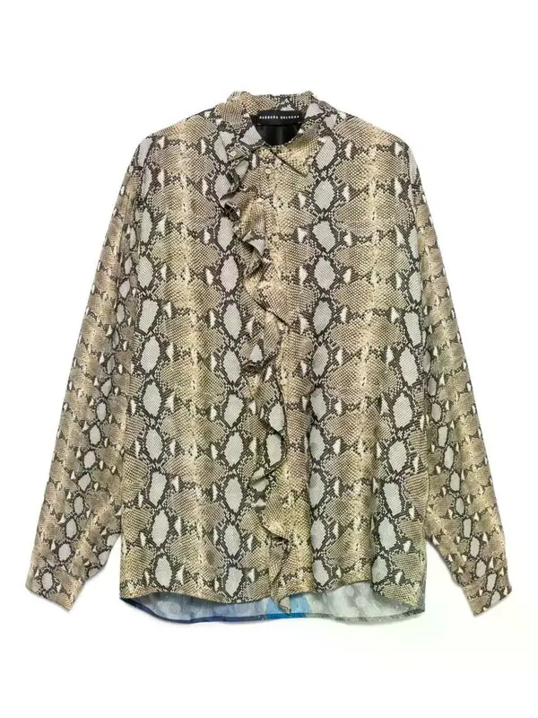 BARBARA BOLOGNA Snake-patterned Ruffle-trimmed Shirt