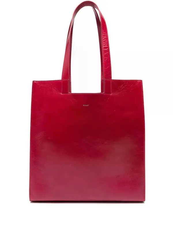 Bally Leather Tote Bag With Logo Detail - Red