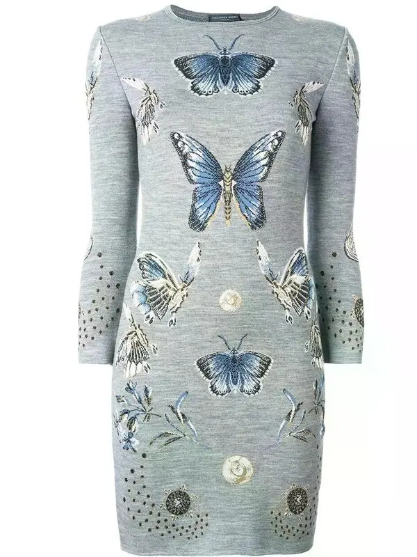 Alexander McQueen Butterfly Jacquard Knit Dress
