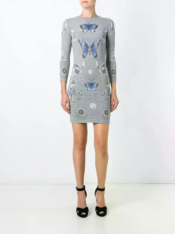 Alexander McQueen Butterfly Jacquard Knit Dress