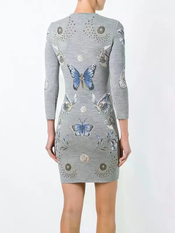 Alexander McQueen Butterfly Jacquard Knit Dress