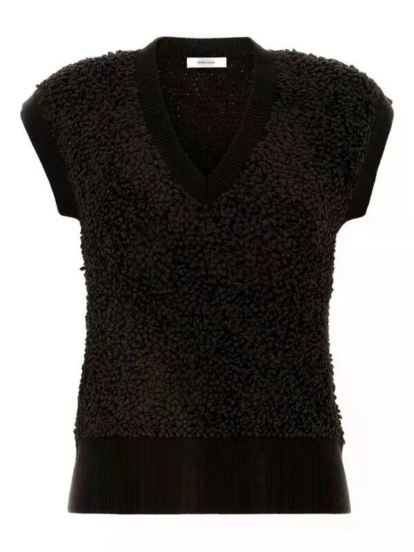 FERRAGAMO V-neck Bouclé Top