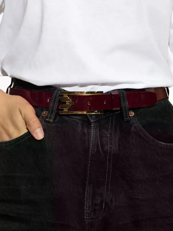 Victoria Beckham Patent Leather Buckle Belt - Red