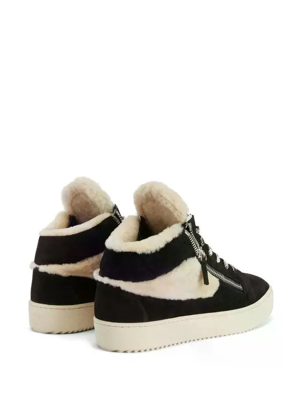 GIUSEPPE ZANOTTI Shearling-embellished Sneakers - Black