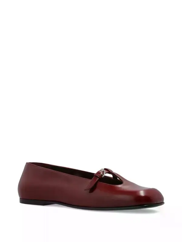 NODALETO Buckle-detail T-bar Ballet Flats - Red