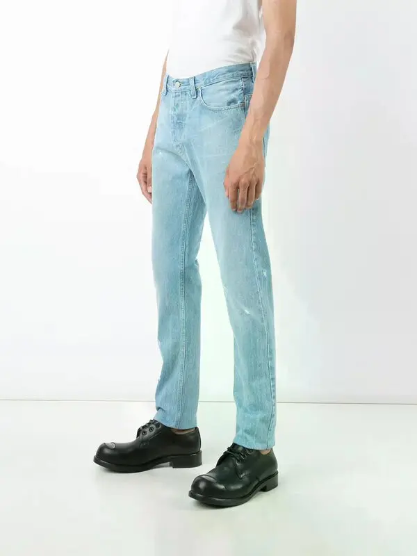 EX INFINITAS Mid-rise Straight Leg Jeans With Distressed Details