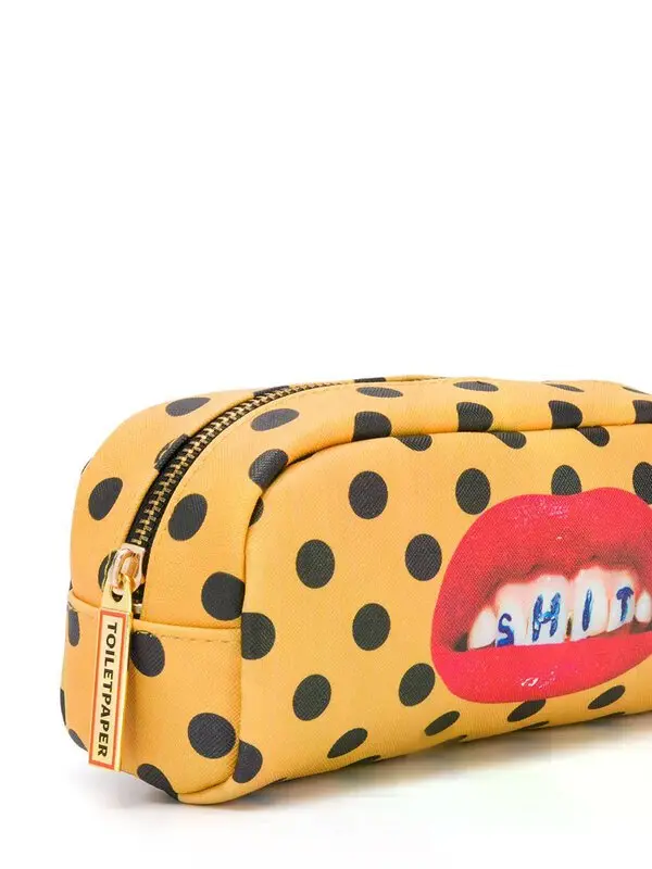 SELETTI Lip-print Ditted Makeup Bag