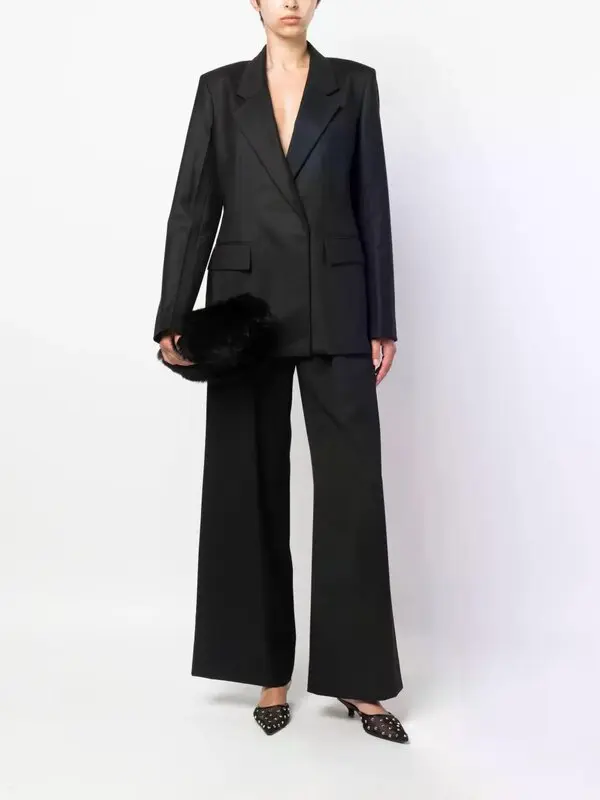 Victoria Beckham Double-breasted Virgin Wool-cotton Blazer