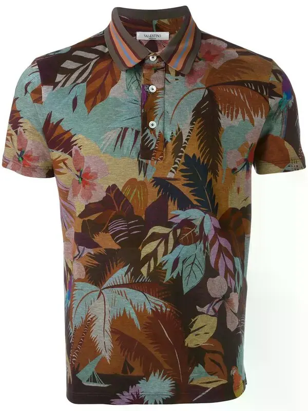 Valentino Garavani Tropical Print Polo Shirt