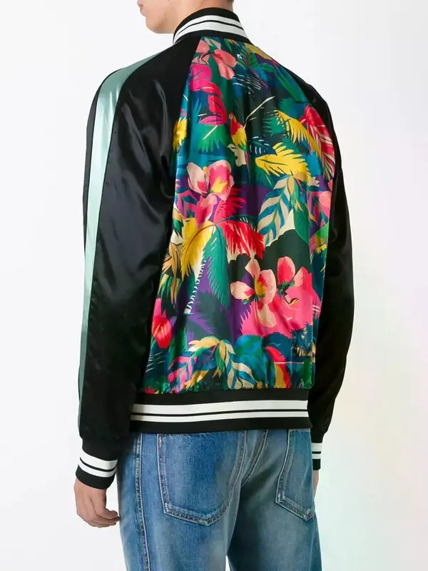 Valentino Garavani Tropical Print Bomber Jacket - Black