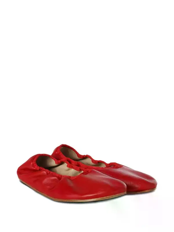 THE ROW Sheepskin Ballet Flats With Ruffled Trim