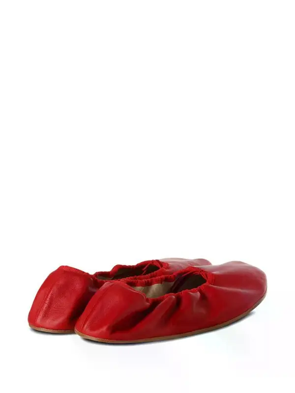 THE ROW Sheepskin Ballet Flats With Ruffled Trim