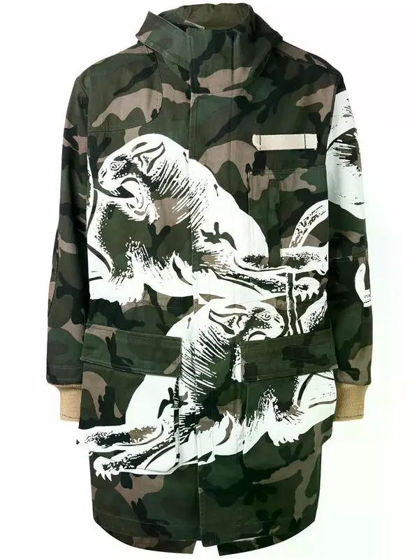 Valentino Garavani Camouflage Print Coat - Green