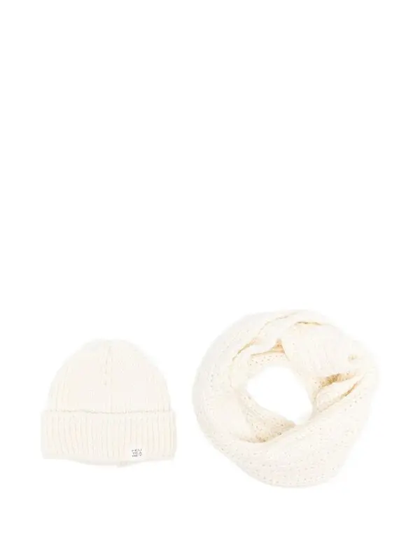 Peuterey Wool Beanie And Scarf Set - Ivory
