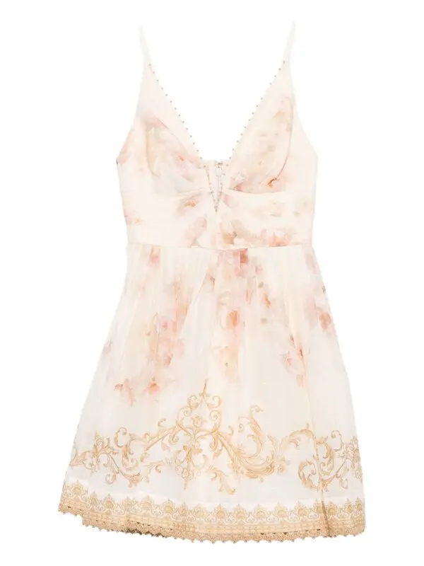 Zimmermann Hypnotic Linen And Silk Mini Dress