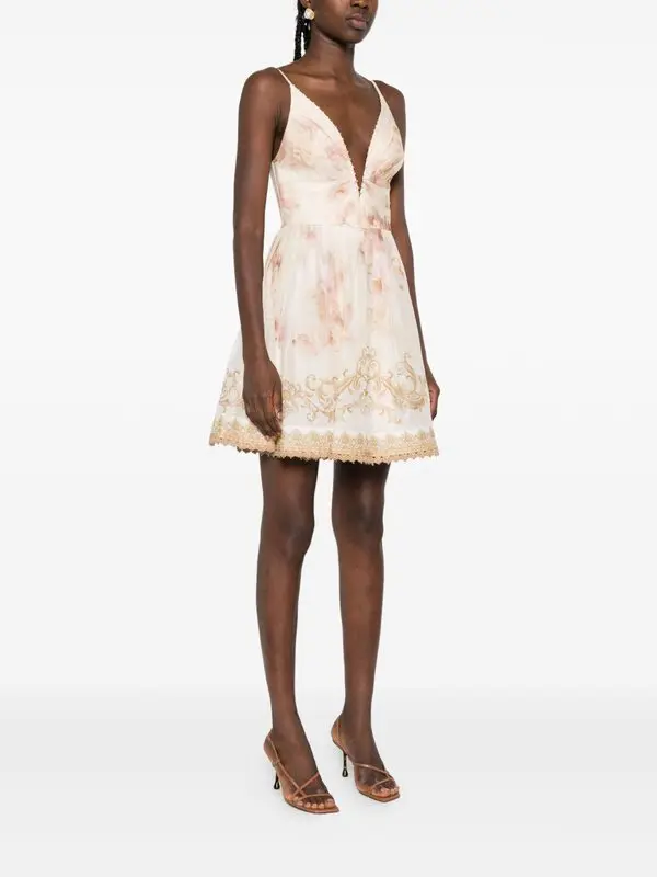 Zimmermann Hypnotic Linen And Silk Mini Dress
