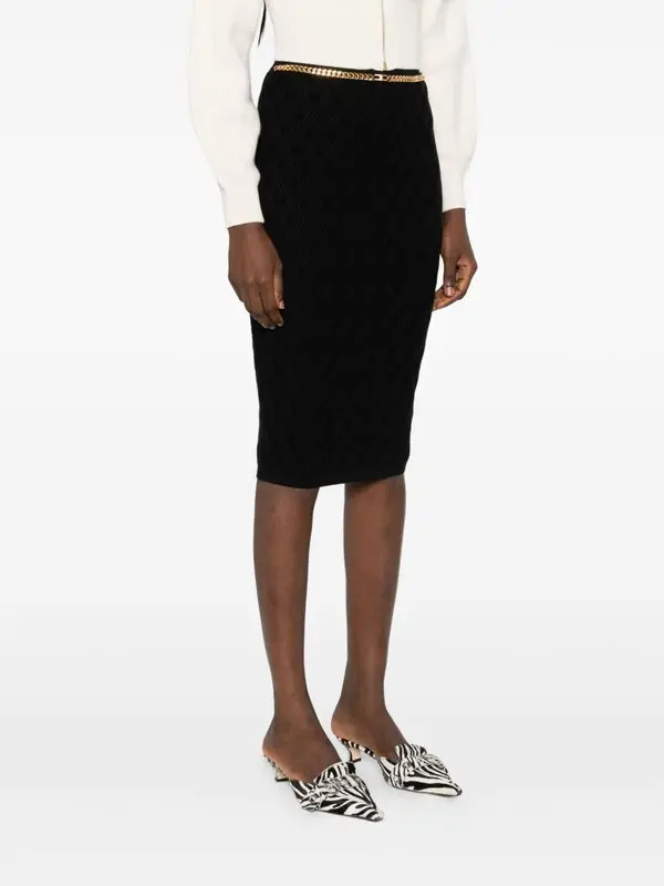 Elisabetta Franchi Knitted Midi Skirt - Black