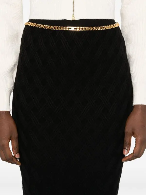 Elisabetta Franchi Knitted Midi Skirt - Black