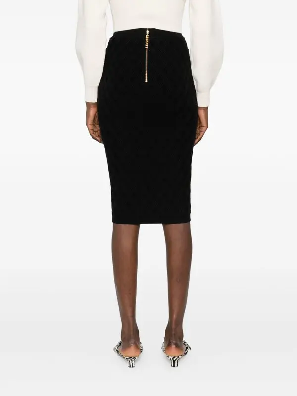 Elisabetta Franchi Knitted Midi Skirt - Black