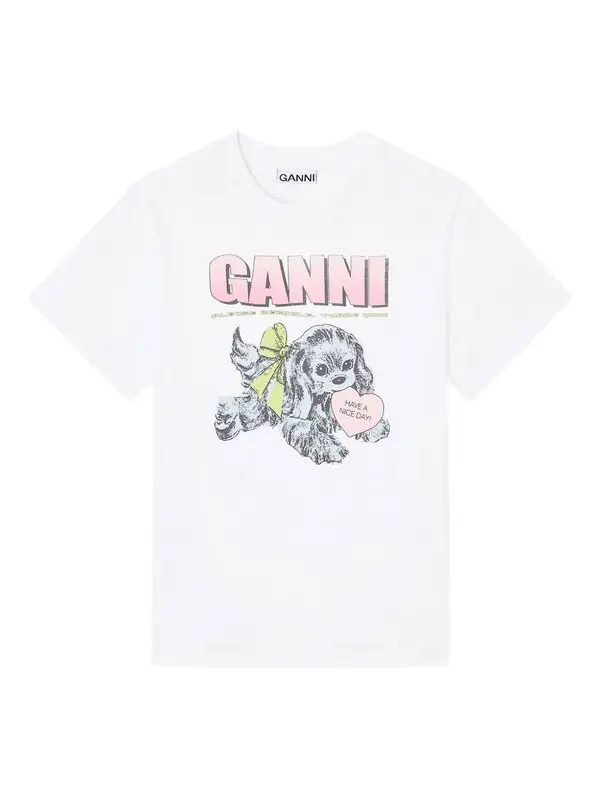 GANNI Organic Cotton Puppy T-shirt - White