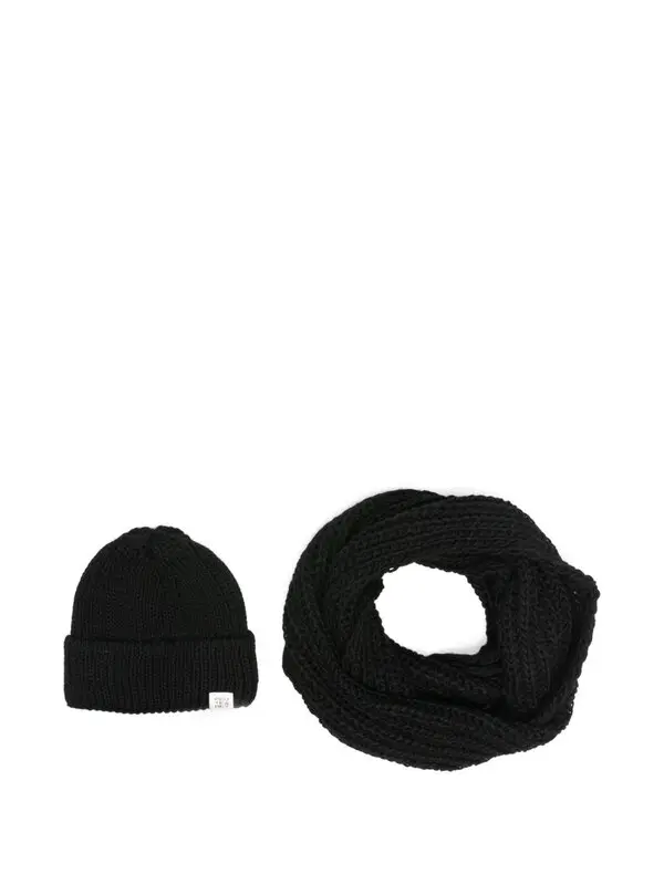 Peuterey Wool Beanie And Scarf Set - Black