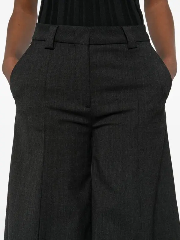 THE LATEST Wool Blend Wide Leg Trousers - Black
