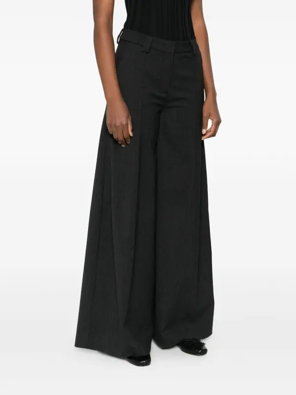 THE LATEST Wool Blend Wide Leg Trousers - Black
