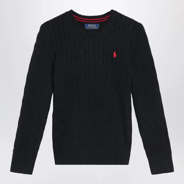 Polo Ralph Lauren Cable Knit Crewneck Sweater - Black