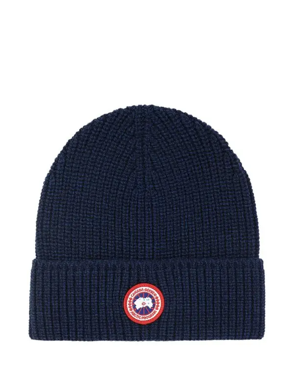 Canada Goose Logo Wool Beanie - Blue