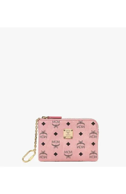 Mcm Aren Card Pouch In Visetos - Pink