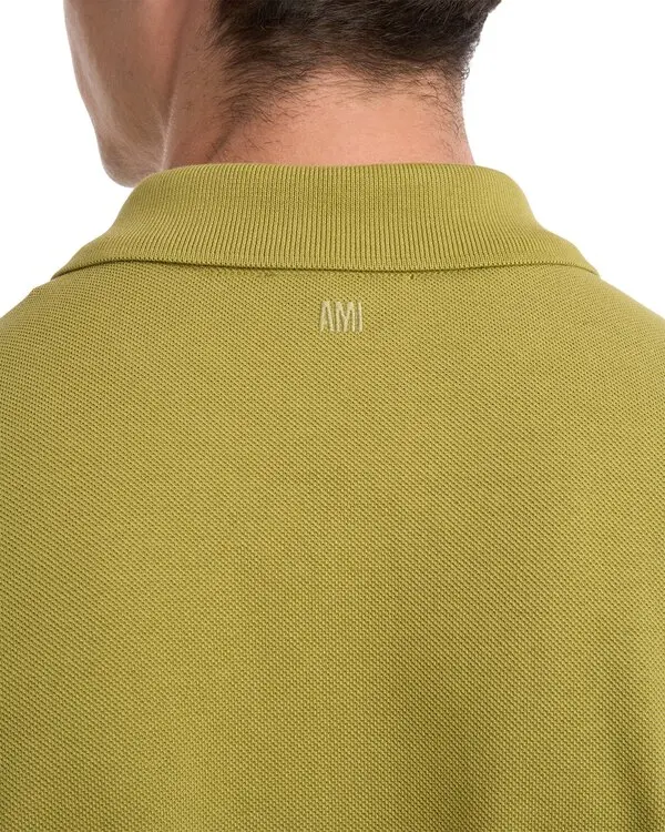 AMI Paris De Coeur Regular Fit Polo Shirt - Matcha