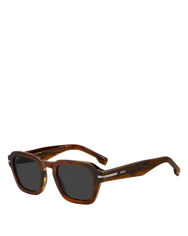 Hugo Boss 49mm Round Sunglasses - Brown Horn