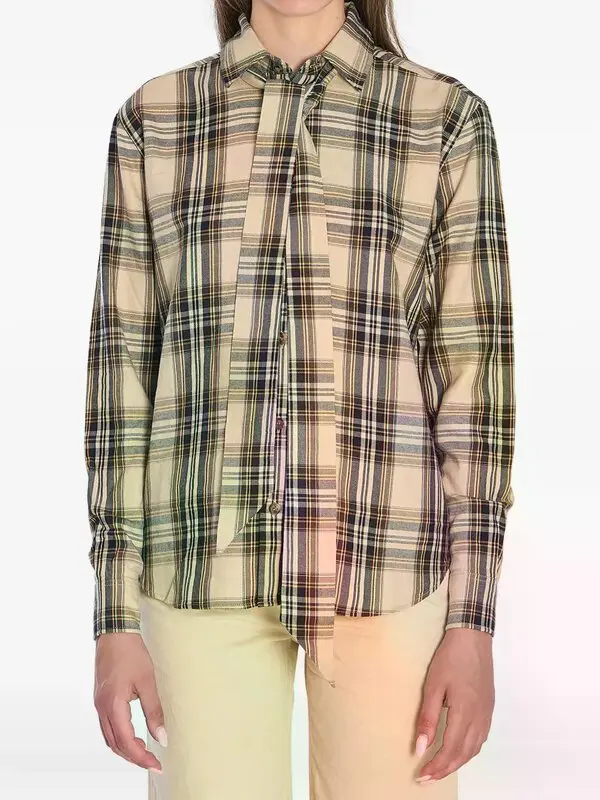 Saint Laurent Lavallière Cassandre Long-sleeve Shirt - Neutrals
