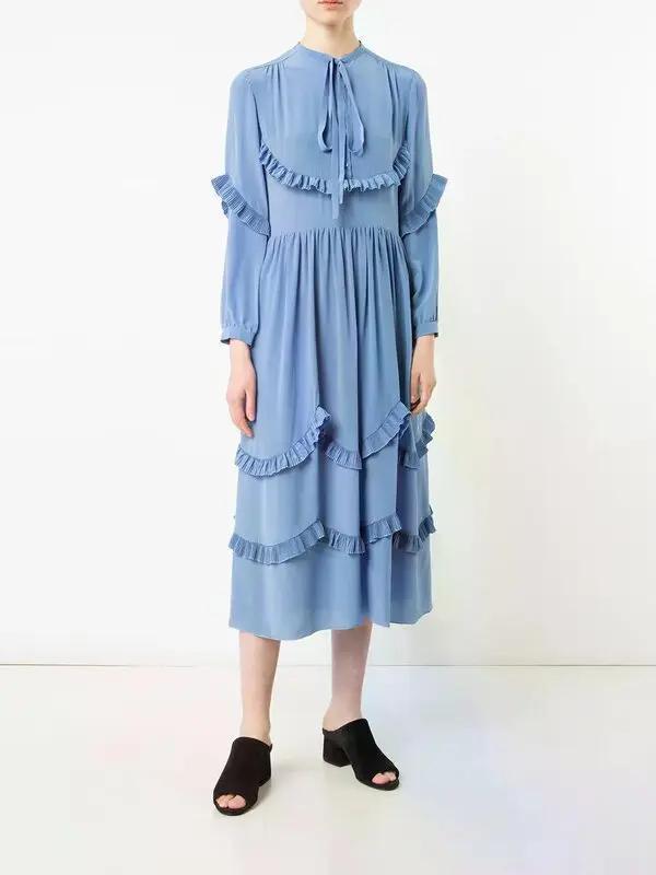 Rochas Ruffle Trim Midi Dress