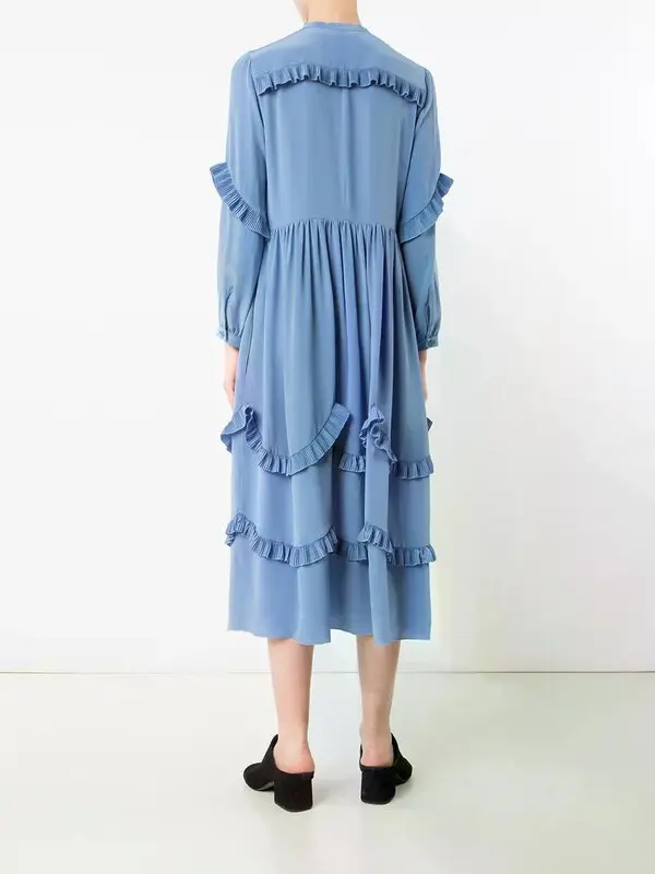 Rochas Ruffle Trim Midi Dress