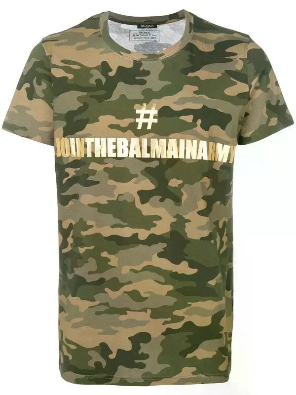 Balmain Camouflage Print Logo T-shirt